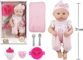 TEDDIES Panenka miminko s doplňky / 28 cm / Pevné tělo / Doplňky v bal