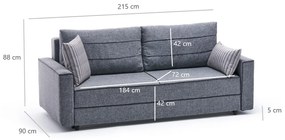 Atelier del Sofa 3-místná pohovka Ece - Grey, Šedá