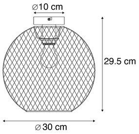 Moderní stropní svítidlo černé 30 cm - Mesh Ball