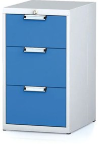 Alfa 3 Dílenský zásuvkový box na nářadí MECHANIC, 3 zásuvky, 480 x 600 x 840 mm, modré dveře