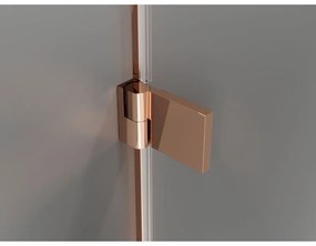 Mexen Lunar-B, výklopný sprchový kout levý 80 x 80 cm, 8mm čiré sklo, profil růžové zlato, 832-080-080-60-00-L