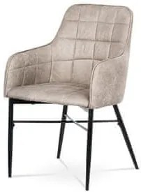 Autronic Moderní jídelní židle Jídelní židle, potah lanýžová látka v dekoru vintage kůže, kovová čtyřnohá podnož (AC-9990 LAN3)