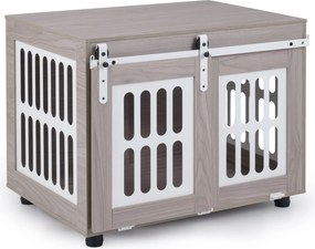 Costway Box pro psy s uzamykatelnými posuvnými dveřmi a 2 bočními okny Bouda