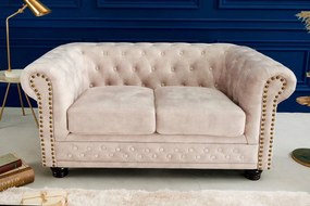 Designová dvousedačka Chesterfield 150 cm šampaňský samet