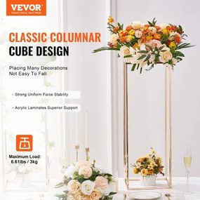 10KS 80 cm vysoký svatební stojan na květiny, s akrylovým laminátem