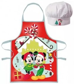 Javoli - Dětská Vánoční zástěra a kuchařská čepice Mickey a Minnie Mouse - Disney