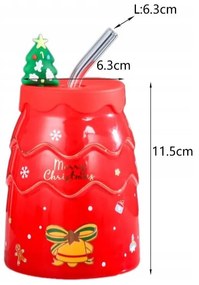 Flamenco Mystique Sváteční hrníček - sada se silikonovým víčkem a brčkem 400 ml, červený kb06cze.