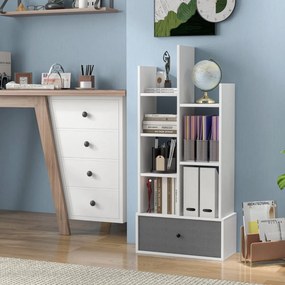 Costway 7patrová otevřená knihovna se zásuvkou – 53 × 24 × 118 cm