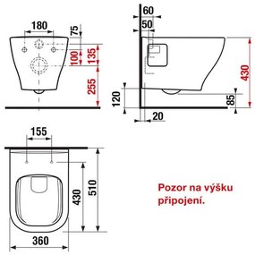 Jika Deep WC závěsné Rimless, hluboké splachování,viditelné uchycení, bílá H8206160000001