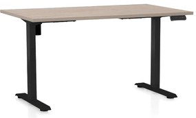 Výškově nastavitelný stůl OfficeTech B, 120 x 80 cm, černá podnož, dub