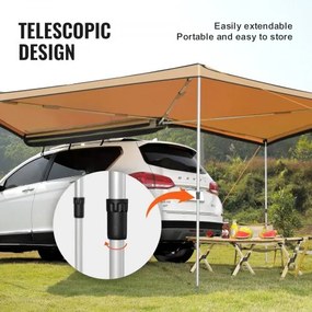 Automobilová markýza 270°, 2,5 m výška zatahovací boční markýza do auta, PU3000 mm