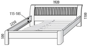 Postel Florencia, čelo oblé laťkové 180 Domestav F122 Materiál: Buk cink, Barevne provedení: Moření