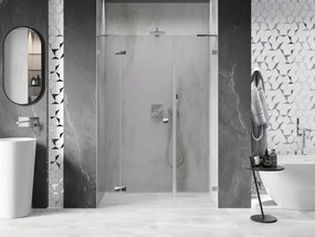 Mexen Lunar L, levé otočné sprchové dveře 130 cm, čiré sklo, chromový profil, 834SL-130-050-01-00-L