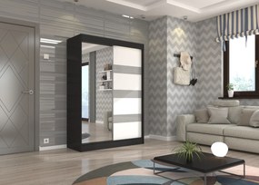 ADRK Furniture Posuvná skříň se zrcadlem a lacobelem TOURA 150 ADRK-SW-TOU-BWGL-150