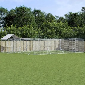 Venkovní psí kotec se střechou stříbrný 10 x 6 x 2,5 m ocel 3190472