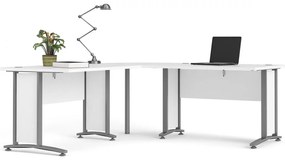 FN Rohový psací stůl Office 80400/303 bílá/silver grey