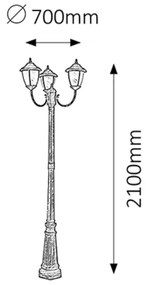 Rabalux 8379 - Venkovní lampa MADRID 3xE27/60W/230V