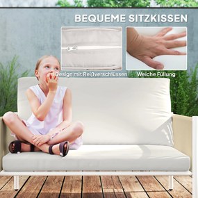 Sada zahradního nábytku z polyratanu obývací sestava s 2místnou pohovkou křeslem skleněným stolem polštáři 4 osoby hnědá+šedá