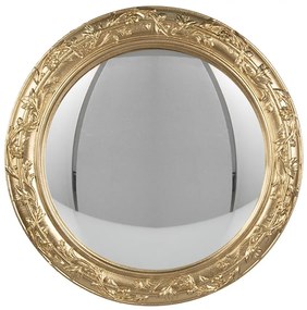 Zlaté kulaté nástěnné vypouklé zrcadlo s listy Lianne – Ø 26*2/ Ø 19 cm
