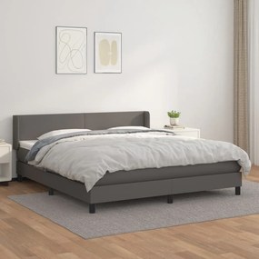 Box spring postel s matrací šedá 180x200 cm umělá kůže