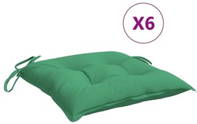 vidaXL Podušky na židli 6 ks zelené 50 x 50 x 7 cm látka oxford