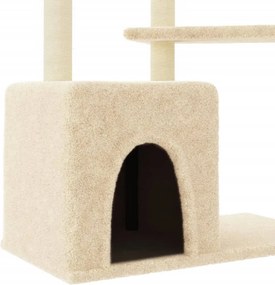 Škrabadlo pro kočky se sisalovými sloupky krémové 107,5 cm 172070