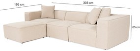 Hanah Home Čtyřmístná pohovka s pufem LORA broskvová 303 cm