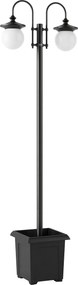 Outsunny Solární lucerna stojací lampa, výška nastavitelná 182 cm, venkovní zahradní lucerna se 2 hlavami, květináč, světelný senzor, vypínač, IP44