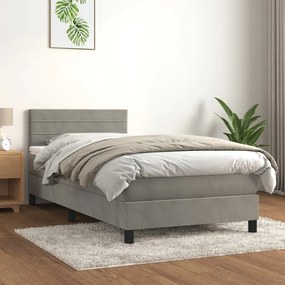 vidaXL Box spring postel s matrací 80 x 200 cm samet [3141334] Barva: světle šedá