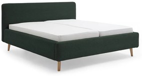Čalouněná postel taupe s úložným prostorem 160 x 200 cm manšestr zelená MUZZA