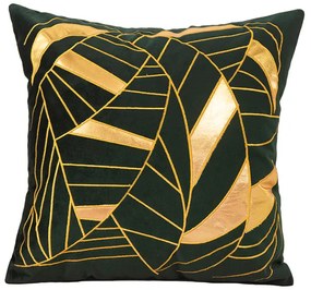 Luxusní povlak na polštář se zlatými prvky Barva: tmavě zelená, Motiv: B pruhy