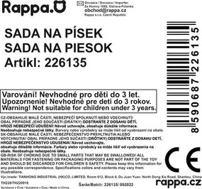 RAPPA Sada na písek s mlýnkem / Kyblík, lopatka, hrábě, formičky