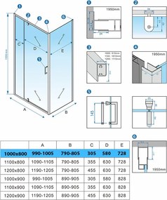BPS-koupelny Obdélníkový sprchový kout HYD-OK06B 100x80 chrom/transparent + vanička HYD-OSV-ST03A bílá