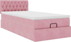 Osmanská postel s matrací &amp; LED růžová 80x200cm samet 3312661