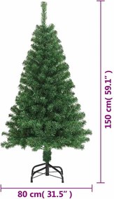 Umělý vánoční stromek s hustými větvemi zelený 150 cm PVC 321034