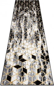 Behúň Gloss 409A 82 3D cubes black/gold/grey, 60x300, čierna, obývacia izba, Dywany Łuszczów