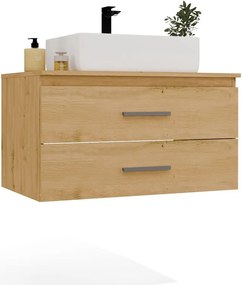 Závěsná skříňka pod umyvadlo s deskou Nel 2S 80 cm dub Artisan