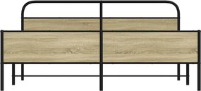 Kovový rám postele bez matrace dub sonoma 200 x 200 cm 3318698