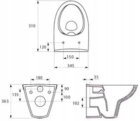 Cersanit Parva CleanOn, závěsná wc mísa bez sedátka, bílá, K27-061
