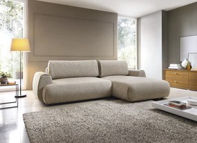 Rohová rozkládací sedací souprava do L PAMPLONA, 270 cm, s úložným prostorem Roh pohovky: Levý roh, Barva látky: Světle šedá (Puente 06)