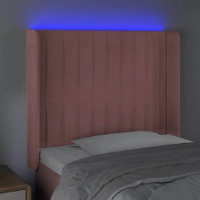 Čelo postele s LED růžové 83 x 16 x 118/128 cm samet 3124321