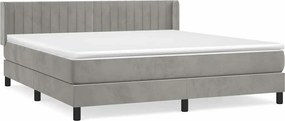 Box spring postel s matrací světle šedá 180x200 cm samet 3131093