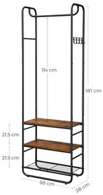 Předsíňová stěna TAYLOR s botníkem 181x58 cm, rustikálně hnědá