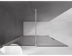 Mexen Velar, sprchová zástěna s posuvnými dveřmi Walk-in 140 x 200 cm, 8mm šedé sklo, broušená ocel, 871-140-000-43-97