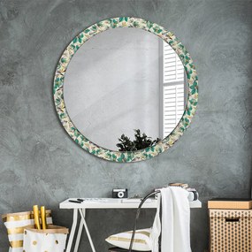 Kulaté dekorativní zrcadlo Květiny a ptáci fi 100 cm