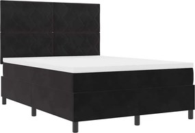 Postel s boxspringem s čelo Černý 140 x 200 cm samet 3339904