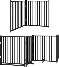 Zábrana pro psy s dvířky skládací 6 panelů černá 480 cm topol 3155741