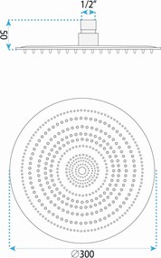 Rea Rea, kulatá dešťová sprchová hlavice, JS-P014BG, 30cm, zlatá matná, REA-P8604