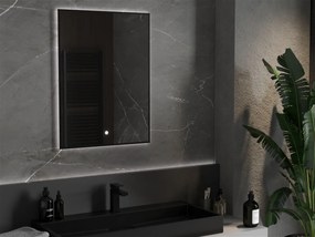 Mexen Erma, LED koupelnové zrcadlo s podsvícením a černým rámem 60x80 cm, 6000K, ochrana proti zamlžování, 9814-060-080-611-70