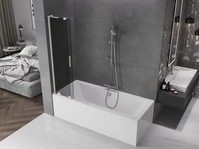 Mexen Velar L, 2-křídlová posuvná vanová zástěna 80 x 150 cm, 8mm šedé sklo, broušená ocel, 896-080-003-41-97